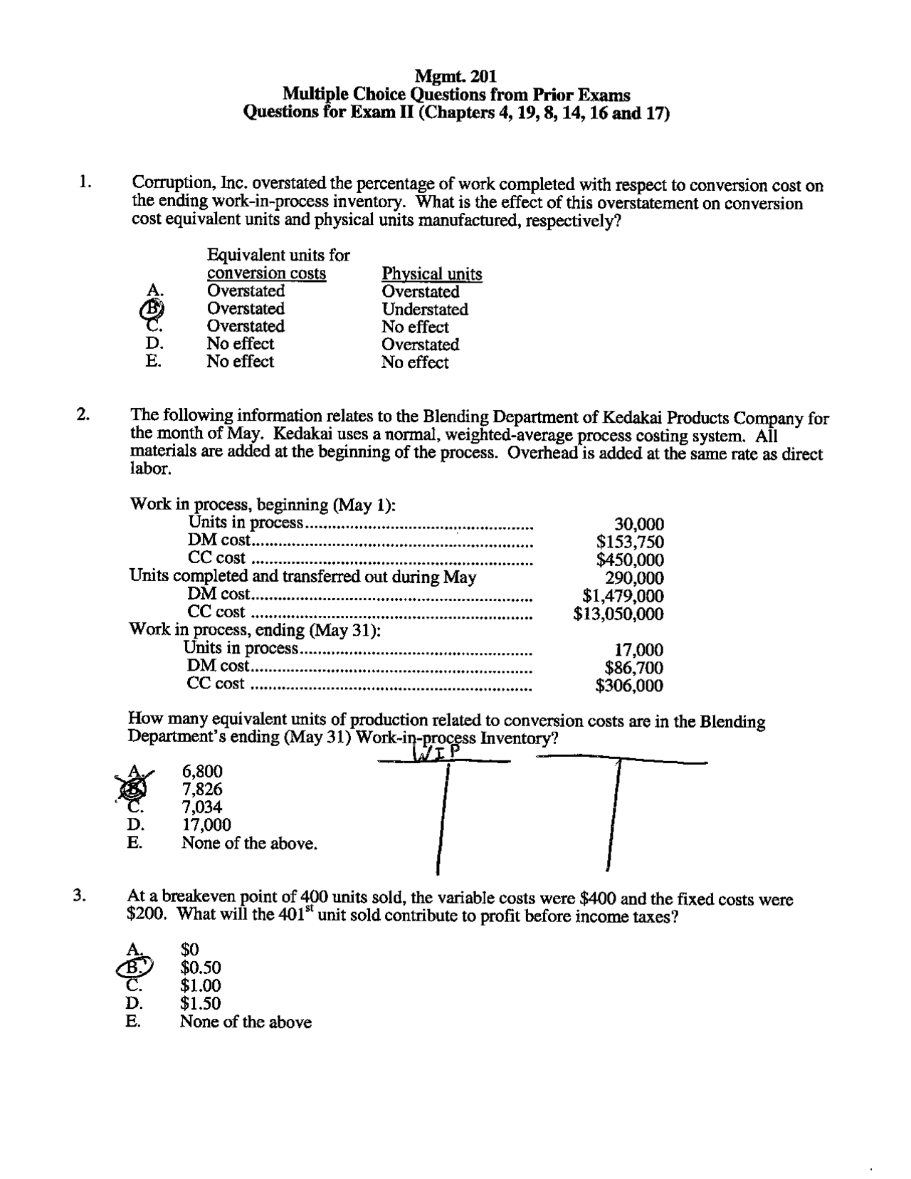 28 Solved Questions On Management Accounting I Exam Ii Mgmt 20100