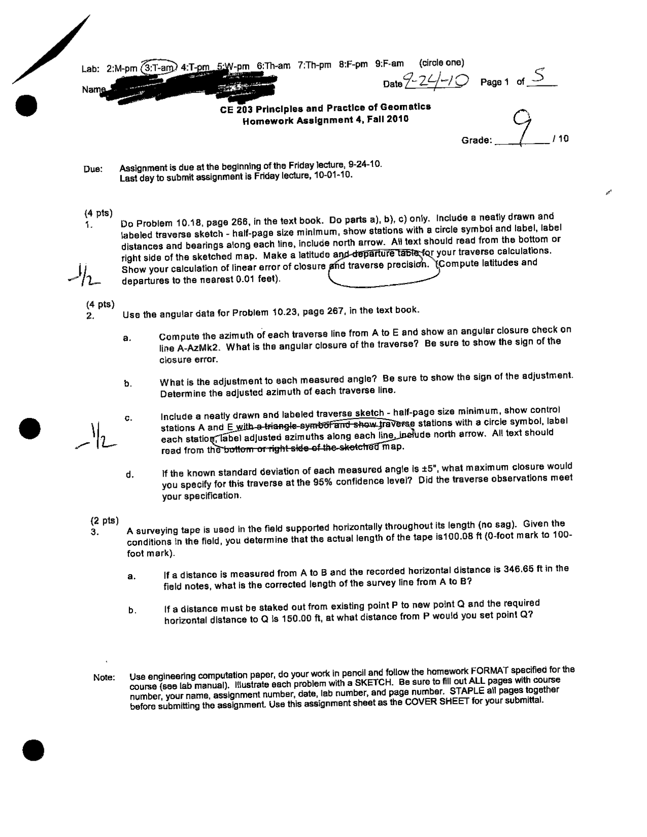 Homework 4 With Solution Key Principles And Practice Of Geomatics Ce 20300 Docsity