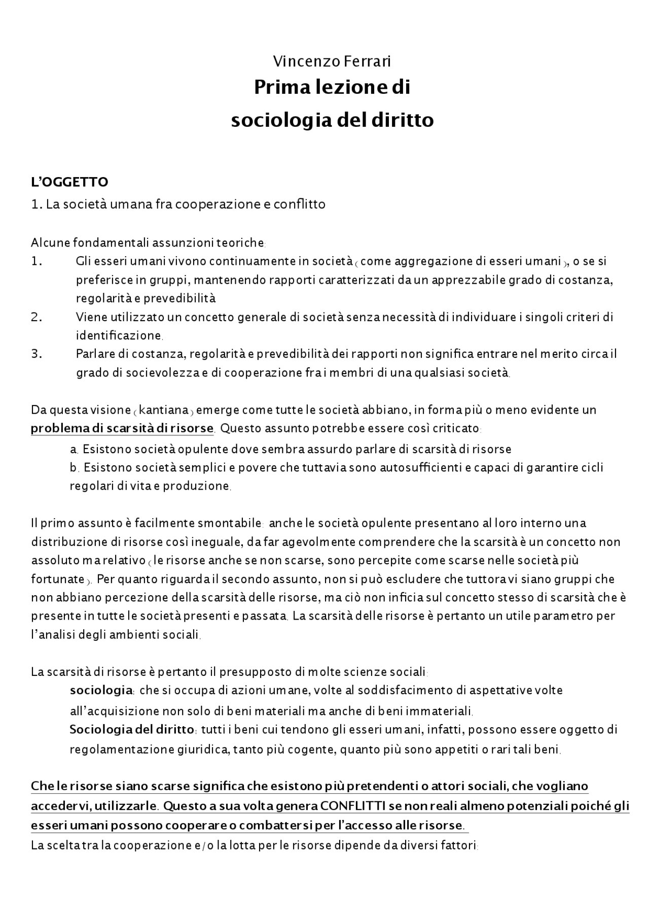 Sociologia Del Diritto Riassunto Della Lezione 1 Prof Vincenzo