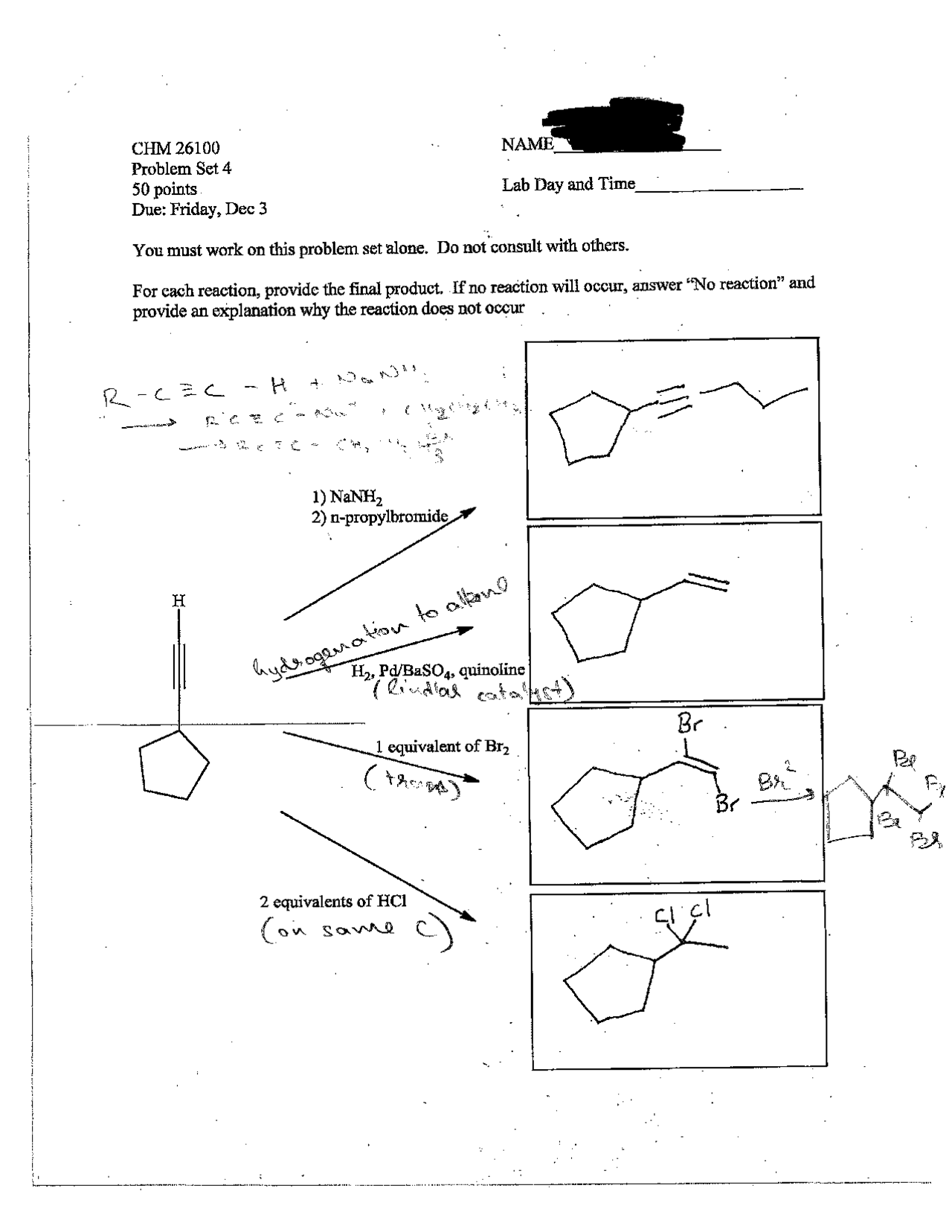 Solved Problem Set 4 Organic Chemistry Chm 26100 Docsity