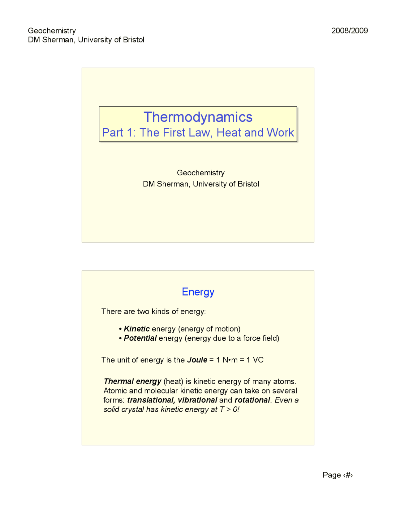 Thermodynamics Lecture Notes Chemistry 1 Docsity