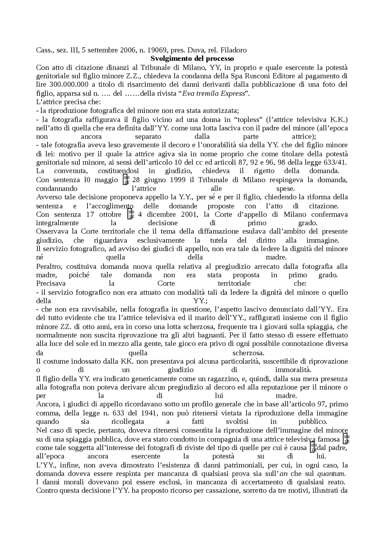 Sentenza Cassazione 19069 Docsity