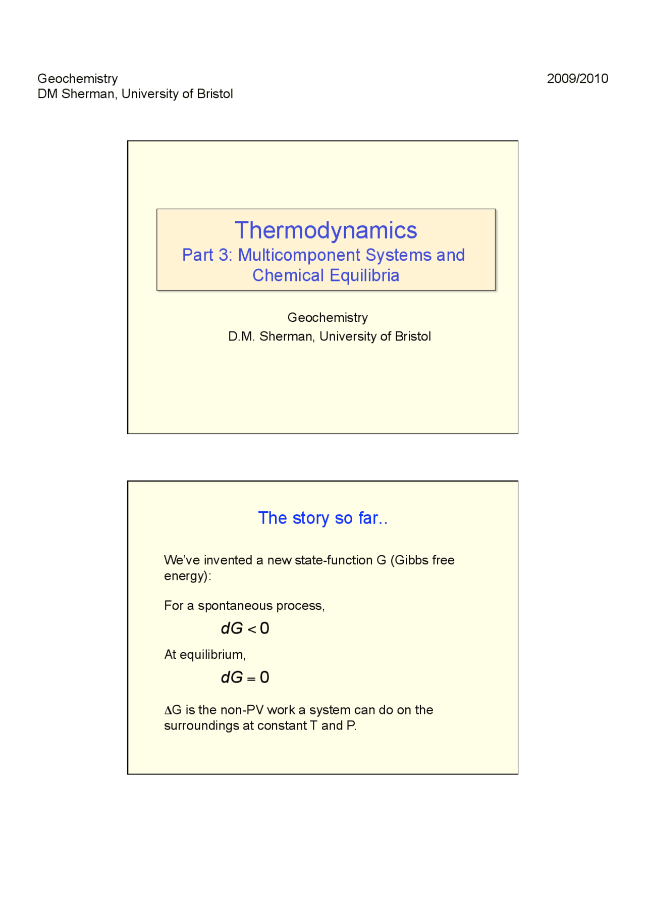 Thermodynamics Lecture Notes Chemistry 3 Docsity