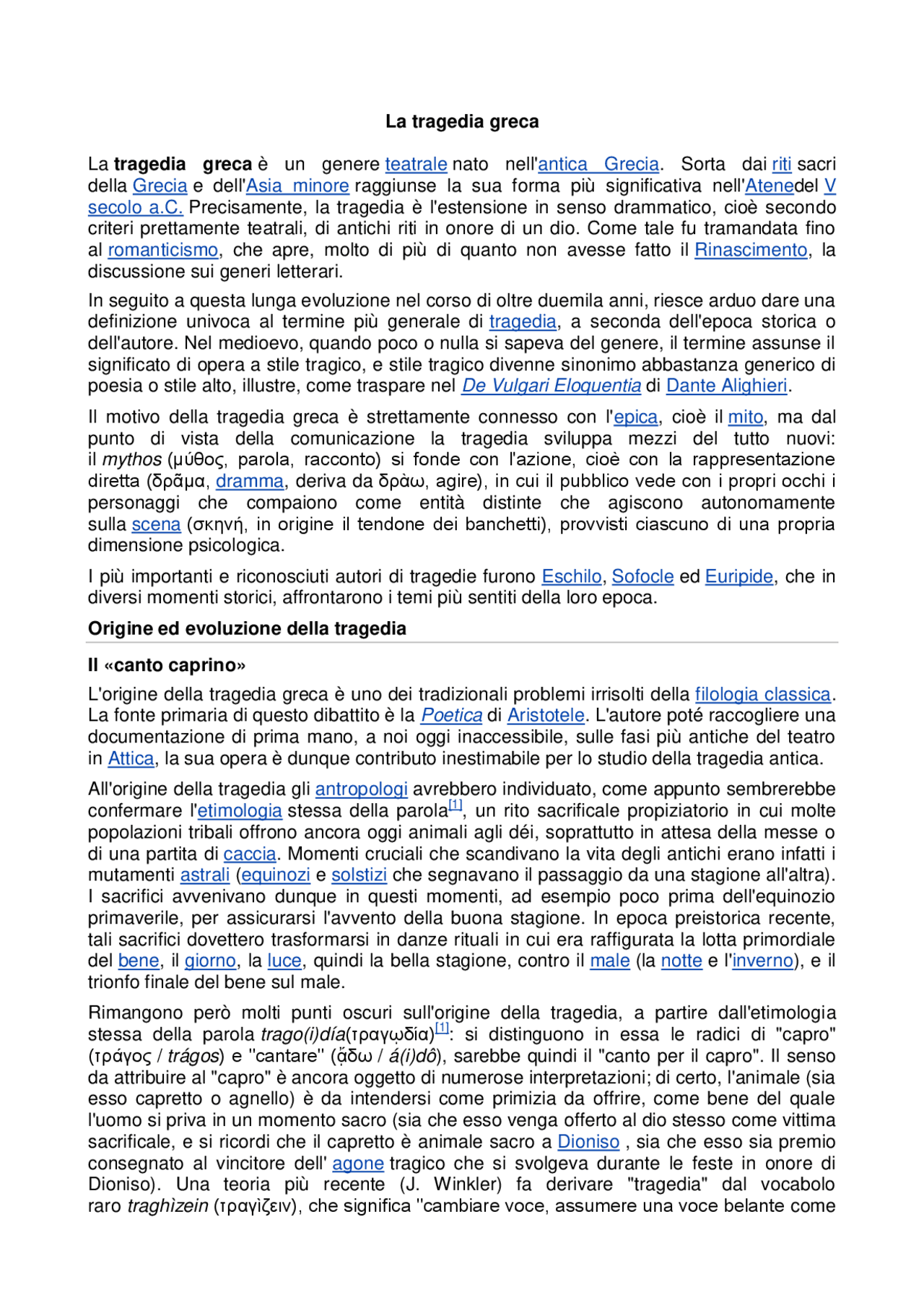 Storia delle istituzioni politiche nell'antica Grecia, riassunto - La tragedia greca - Docsity