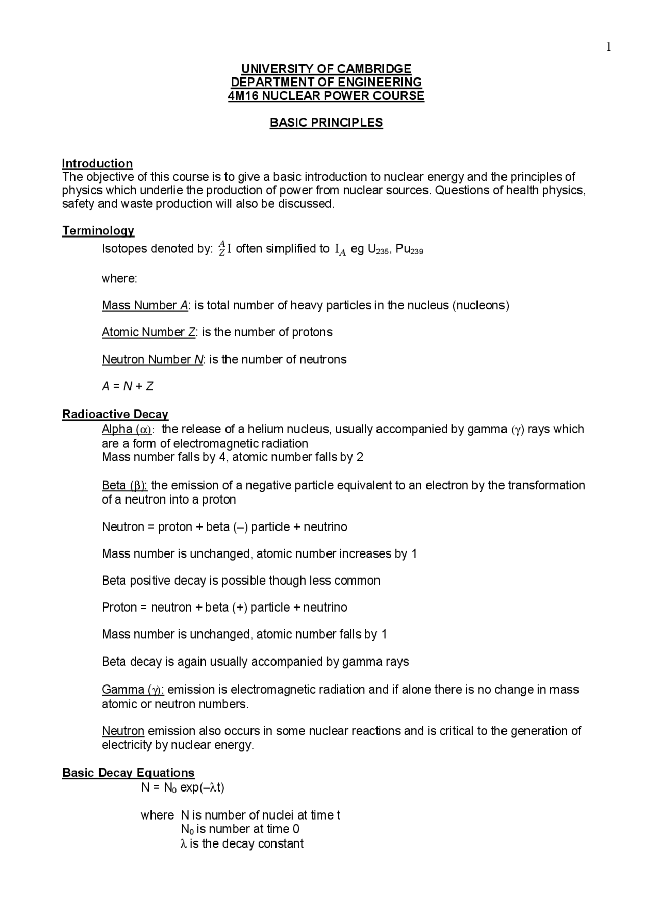 Nuclear Physics Lecture Notes Engineering Prof E Mastorakos Docsity