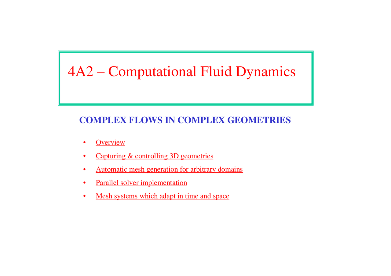 Complex Flow, Lecture Notes- Physics - Docsity