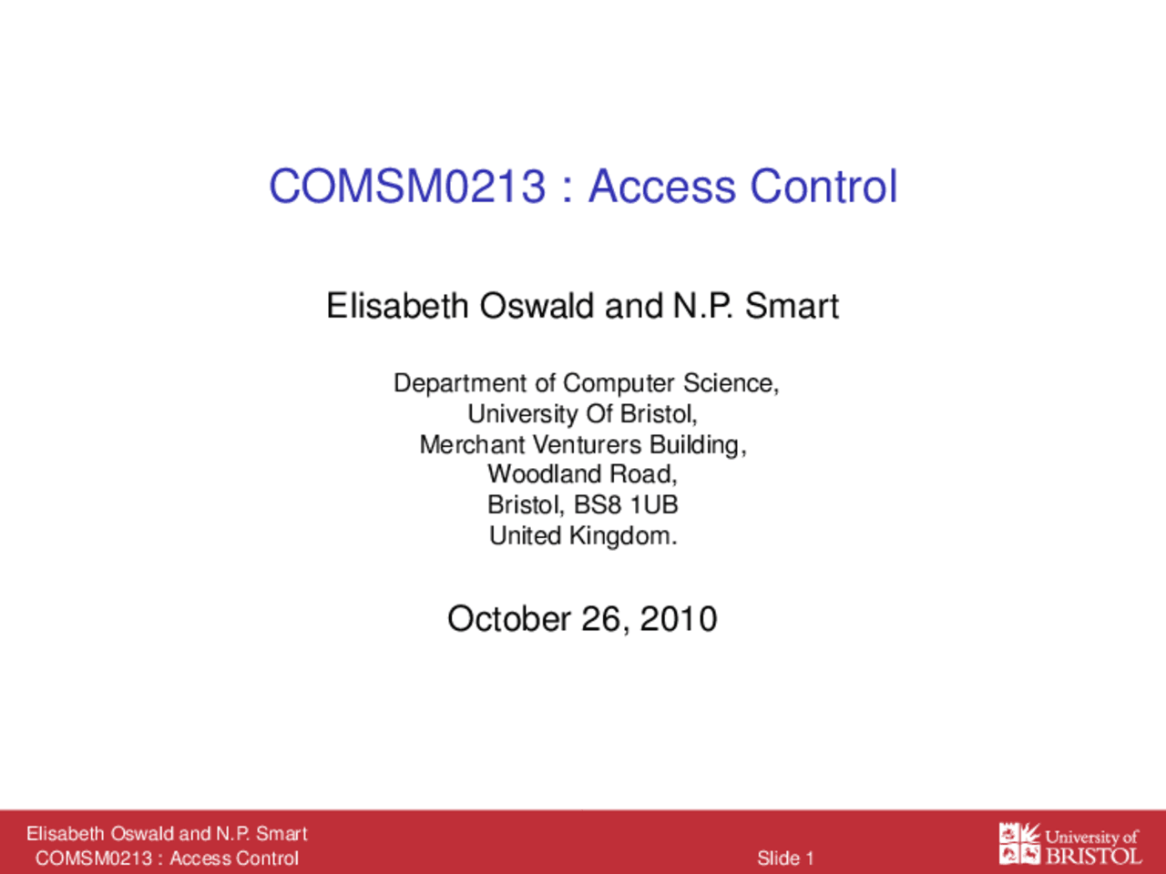 CS Access Control, Lecture Notes - Engineering - Docsity