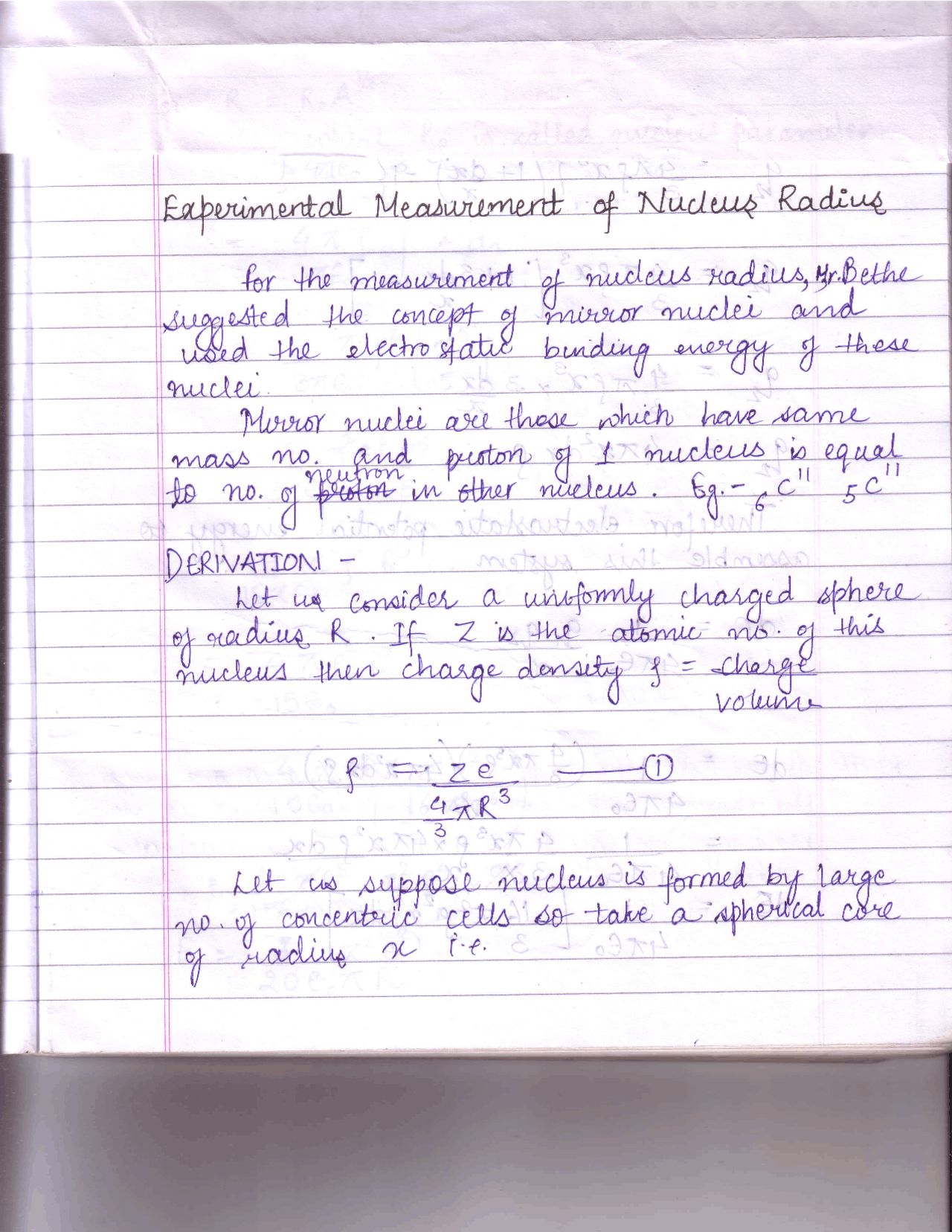 Physics - Measurement of Nucleus Radius - Docsity