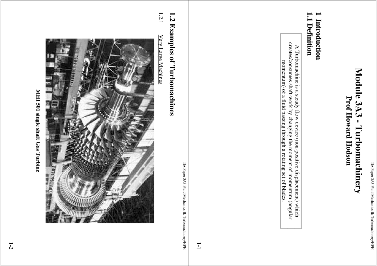 Turbomachinery Lecture Notes Physics Docsity