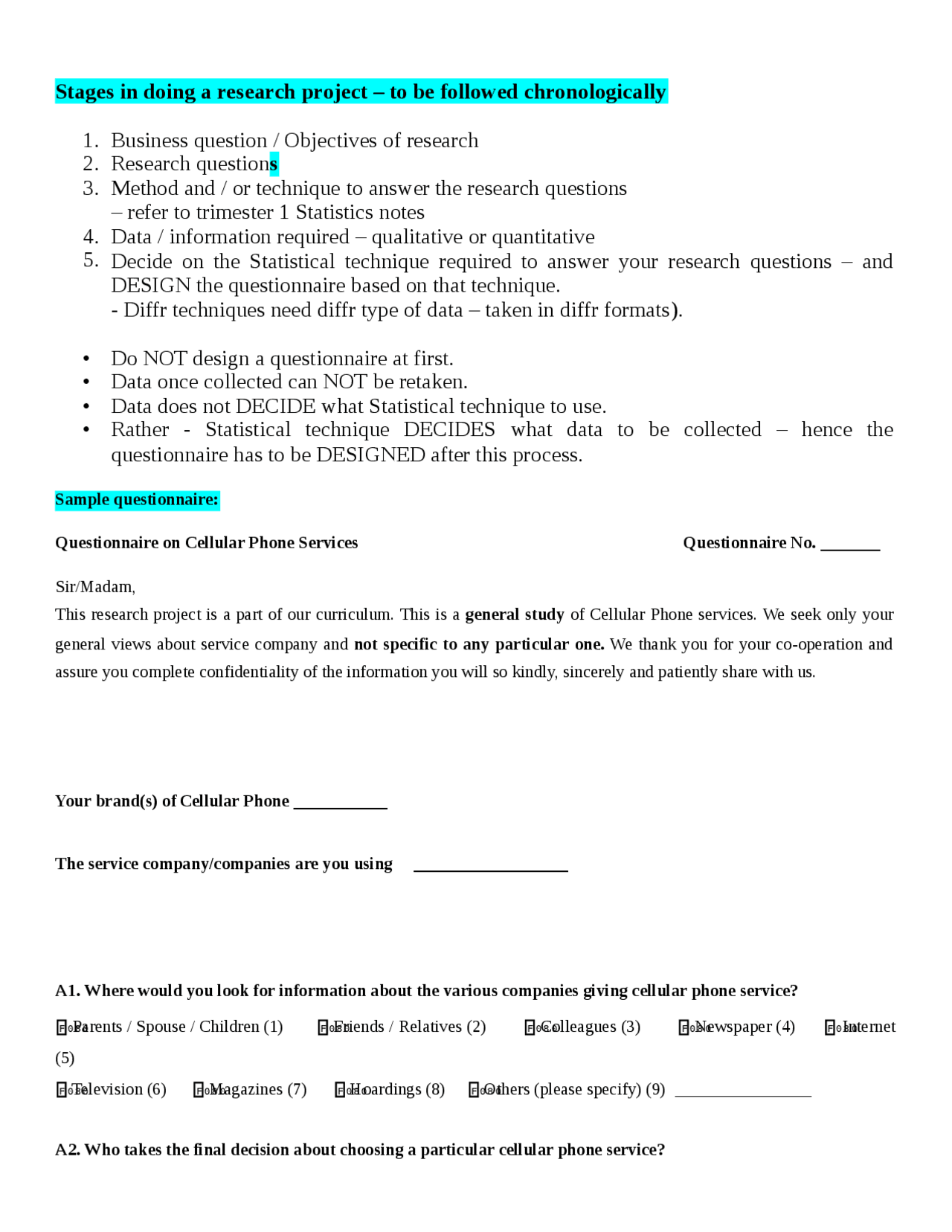 Stages Of Research Test Assignment Business Analyisis Exercises