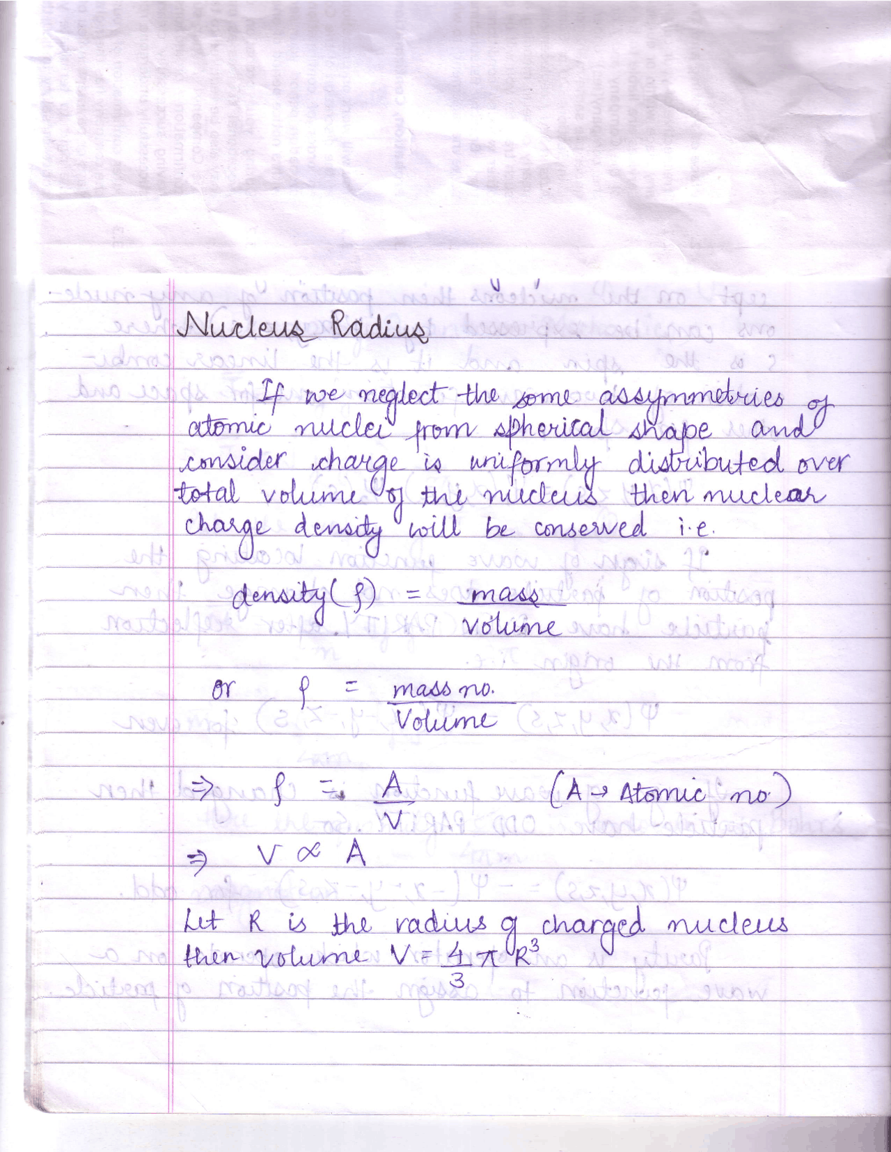 Physics - Nucleus Radius - Notes - Docsity