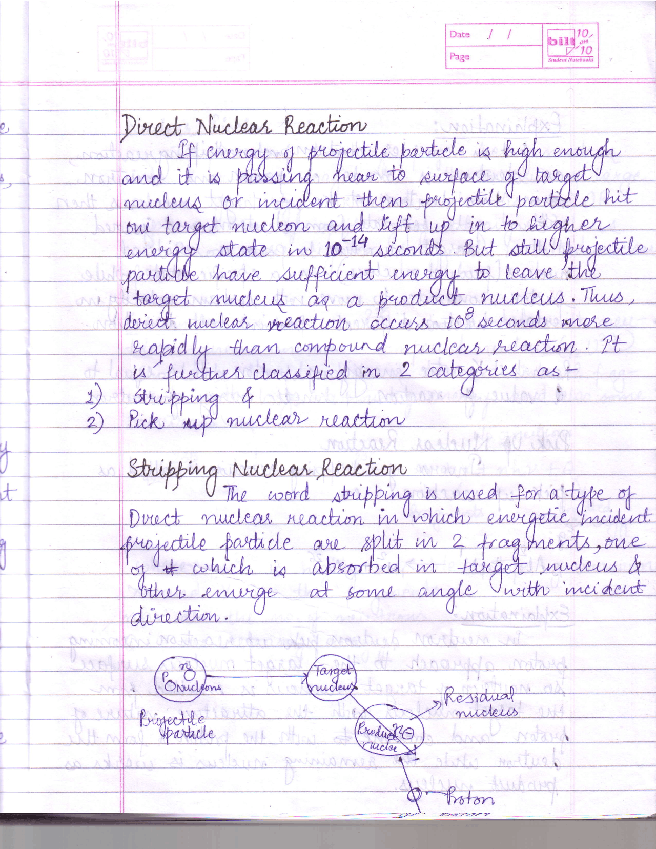 Physics - Direct Nuclear Reaction - Notes | Study notes Physics | Docsity