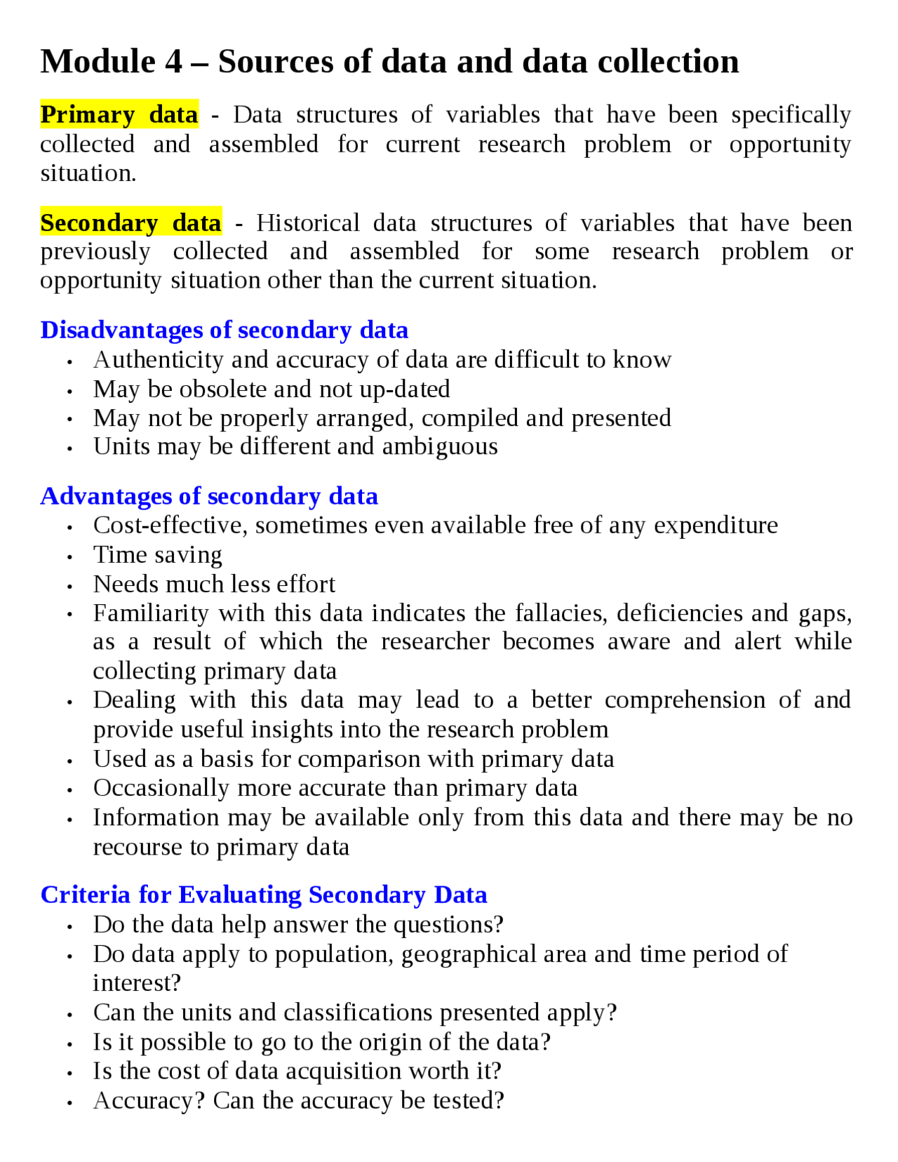 Data Collection Lecture Notes Business Analyisis Docsity