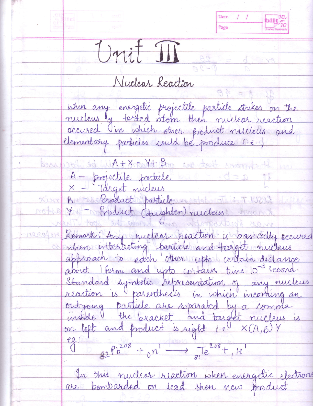 Physics Nuclear Reaction Docsity