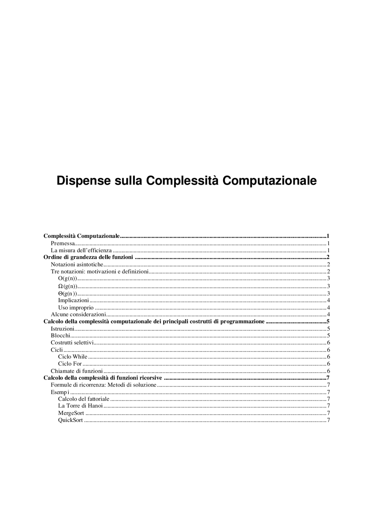 Calcolo Sulla Complessità Computazionale Appunti Di Algoritmi E