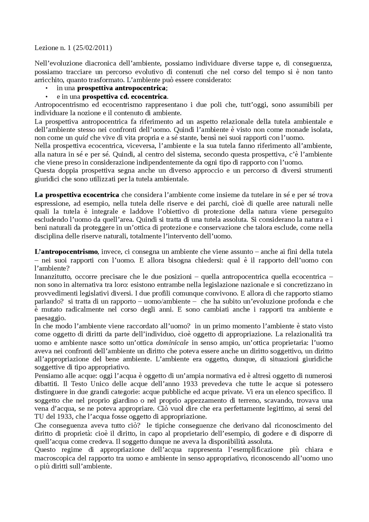 Diritto Agro Ambientale Docsity