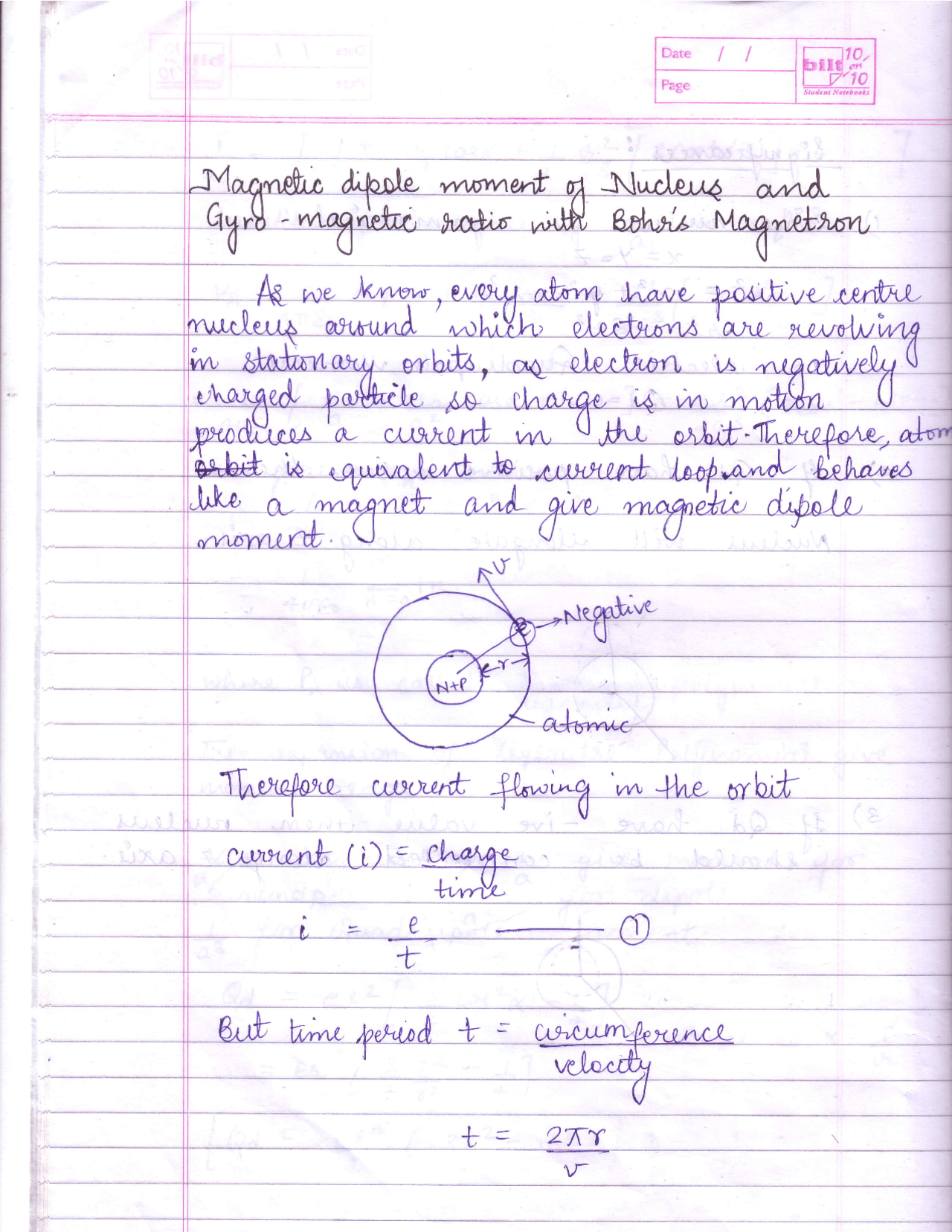 Physics Nucleus Magnetic Dipole Movement Notes Docsity