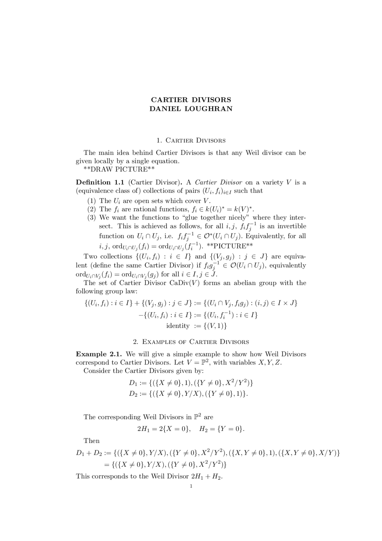 Cartier Divisors: Definition, Examples, and the Picard Group | Study ...