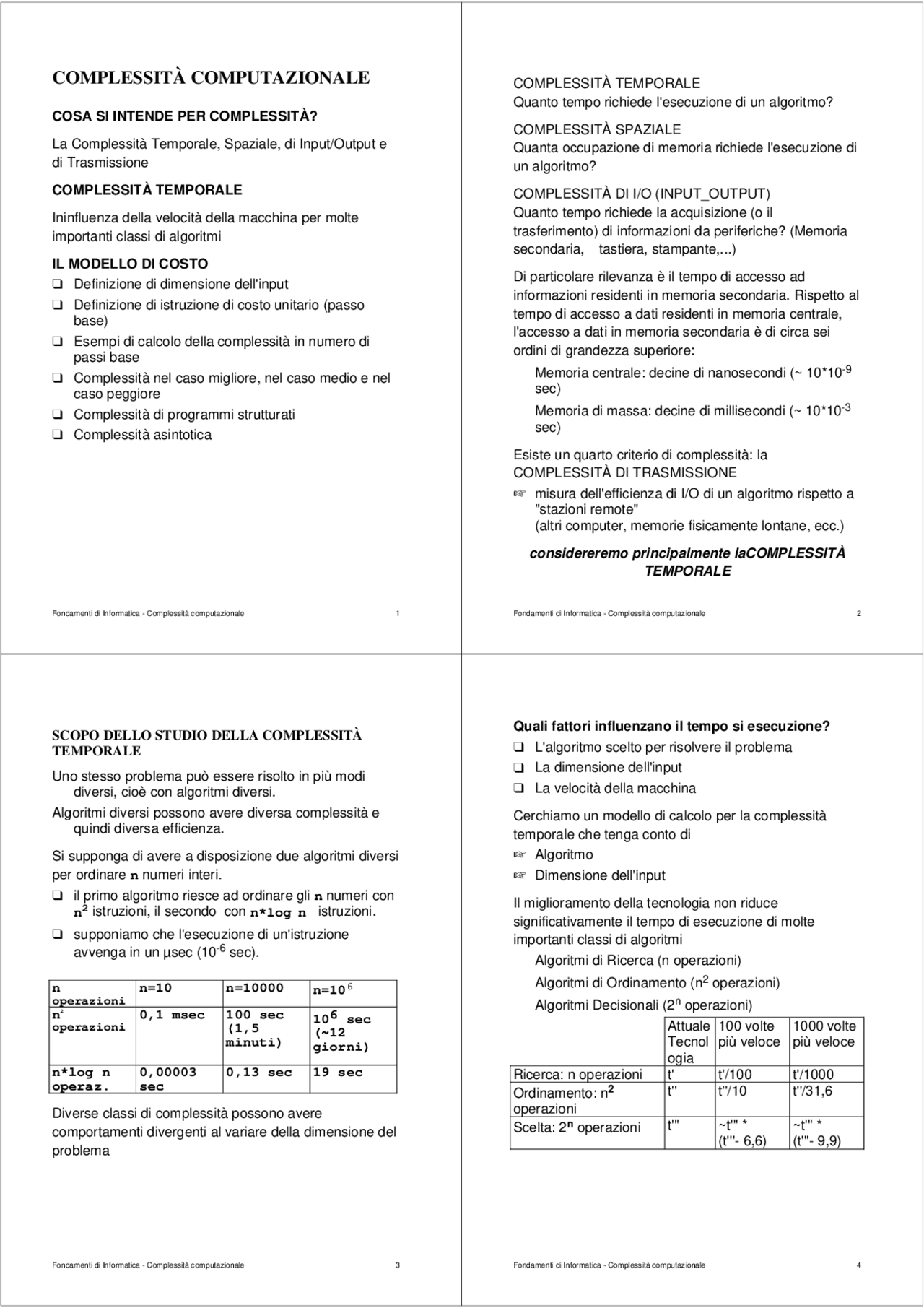 Calcolo Sulla Complessità Computazionale Parte 2 Docsity