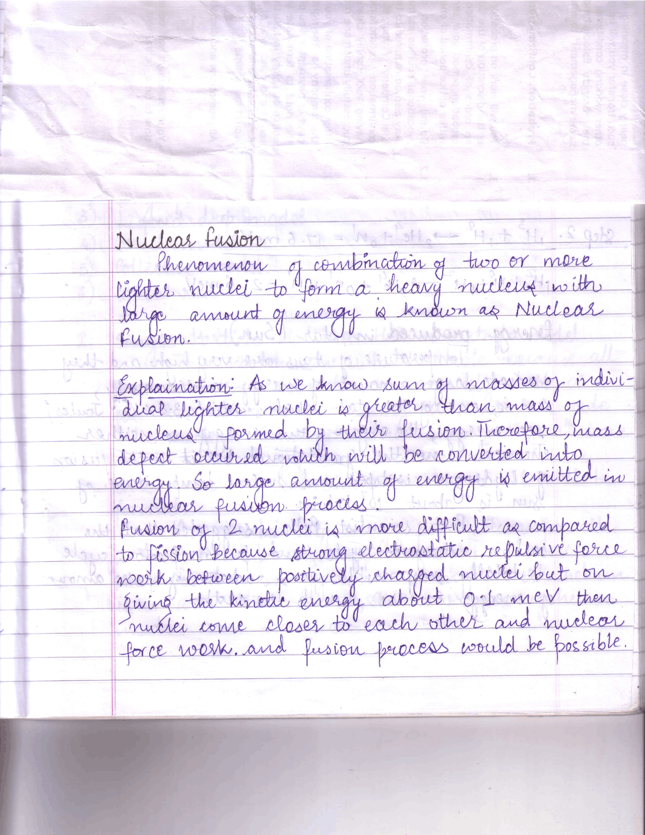 Physics Nuclear Fusion 2 Notes Docsity
