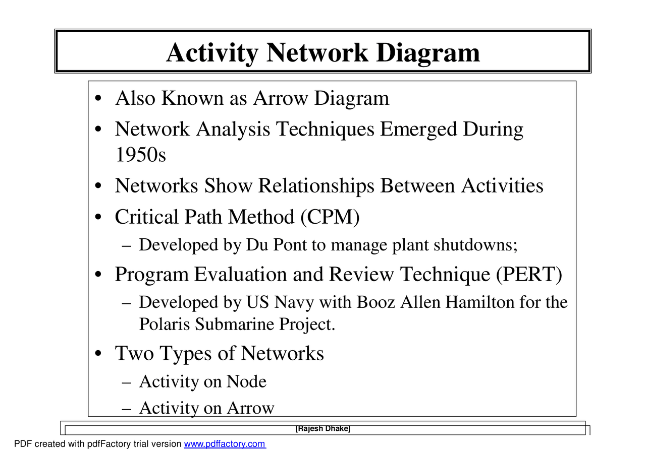 Arrow Diagram - Lecture - Production Management - Docsity