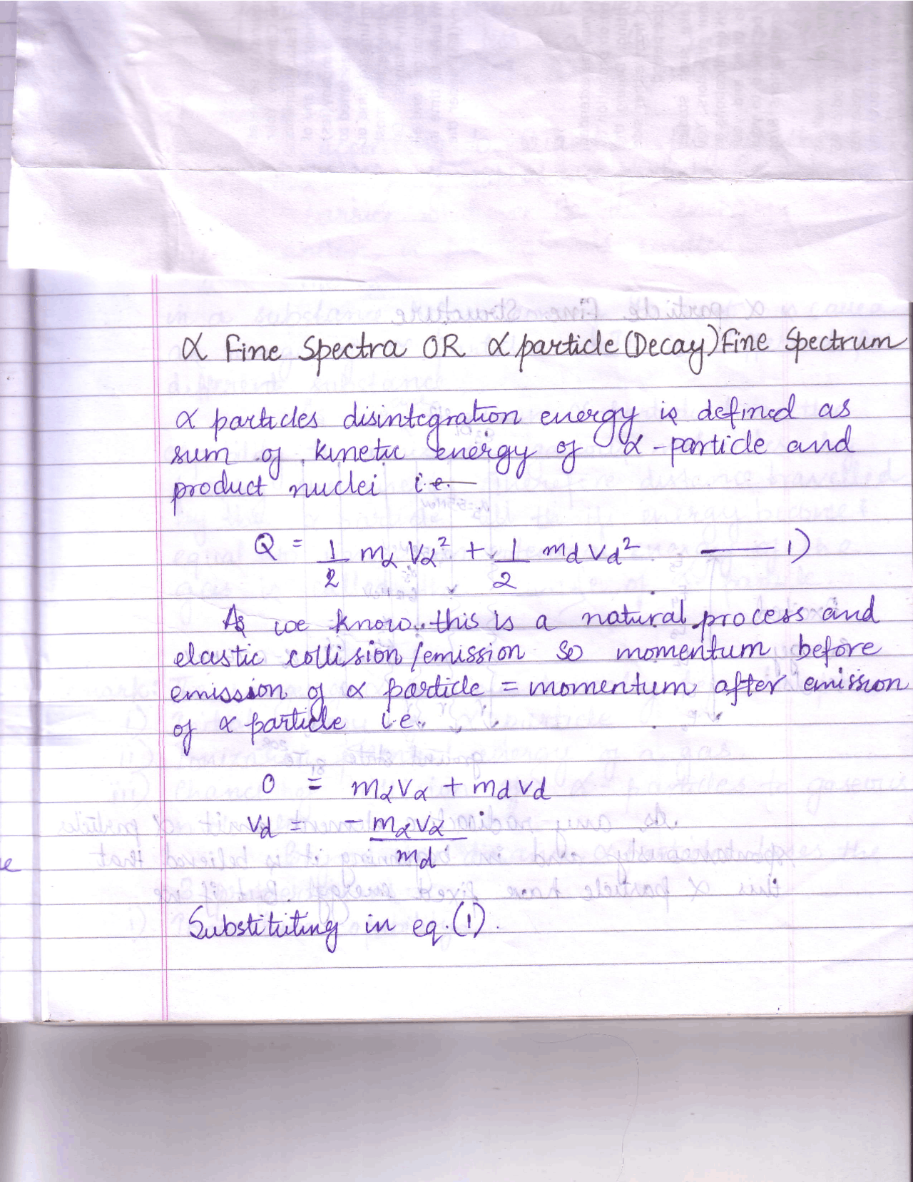 Physics Alpha Fine Spectra Notes Docsity