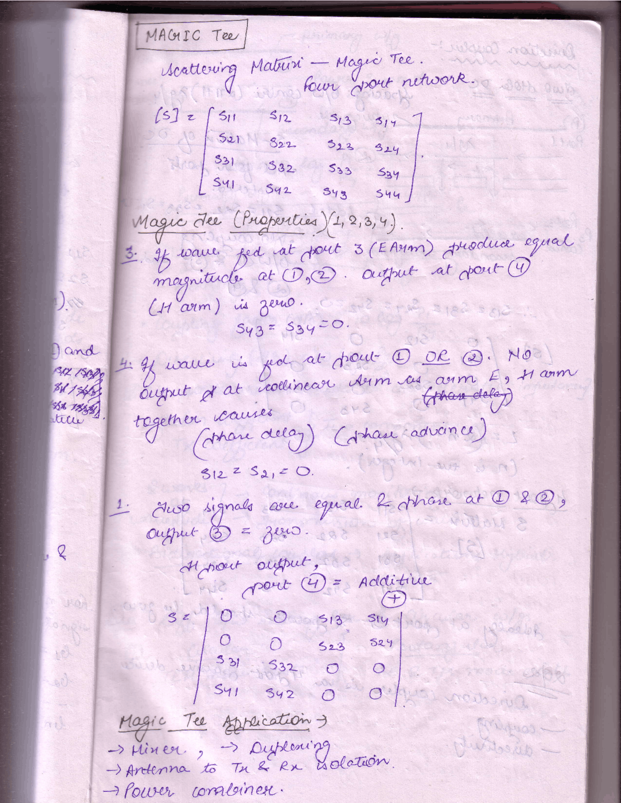 Microwave Engineering Magic Tee Notes Docsity
