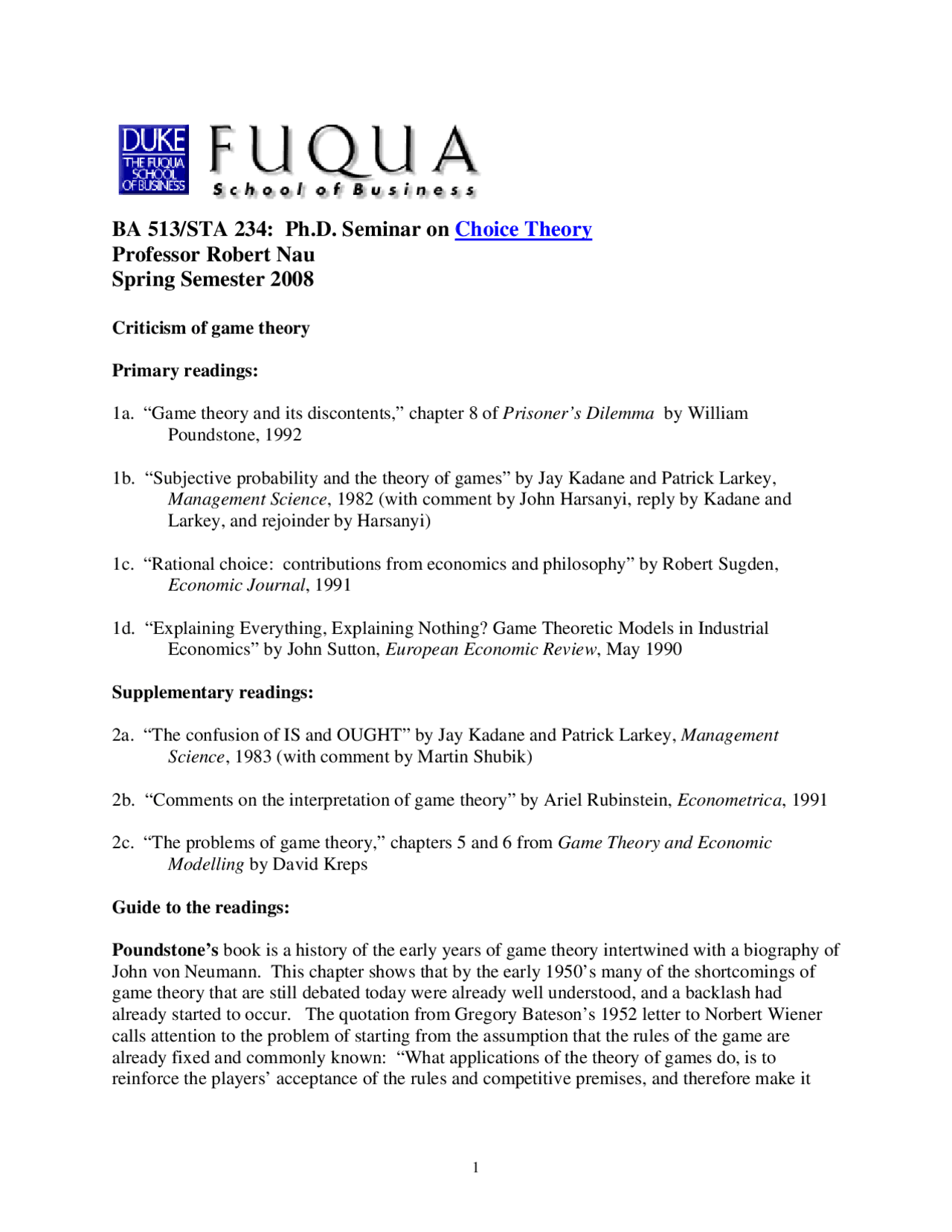 Choice Theory Lecture Notes Economics 10 Docsity