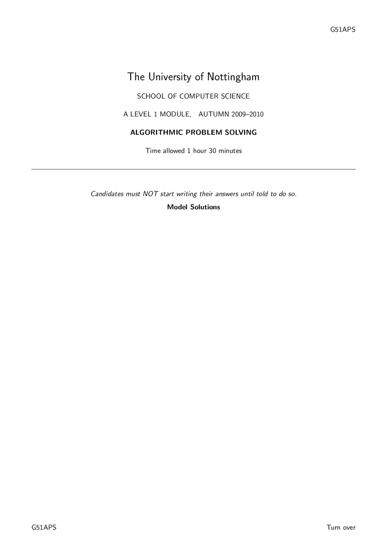 Algorithmic Problem Solving Exam Papers Solution Mathematics 3 Docsity