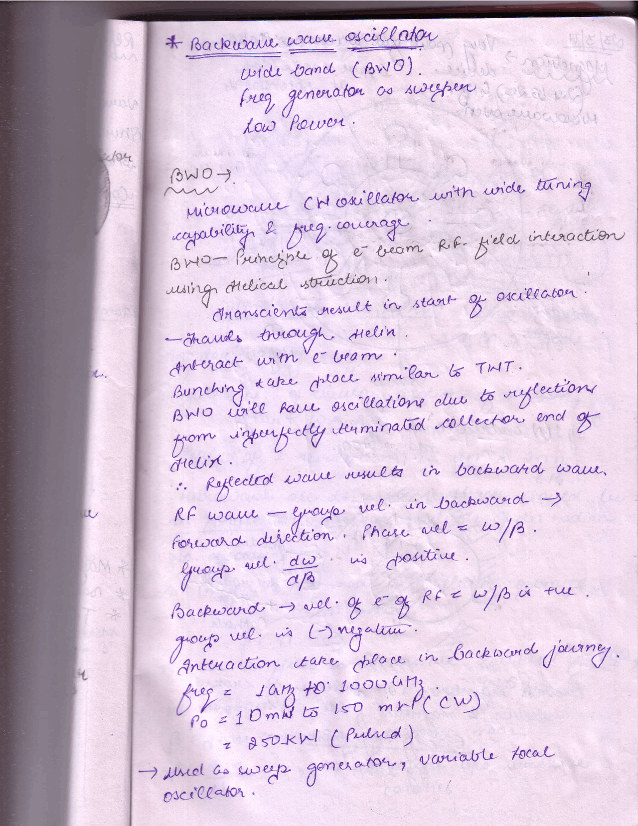 Microwave Engineering Backwave Wave Oscillator Notes Docsity