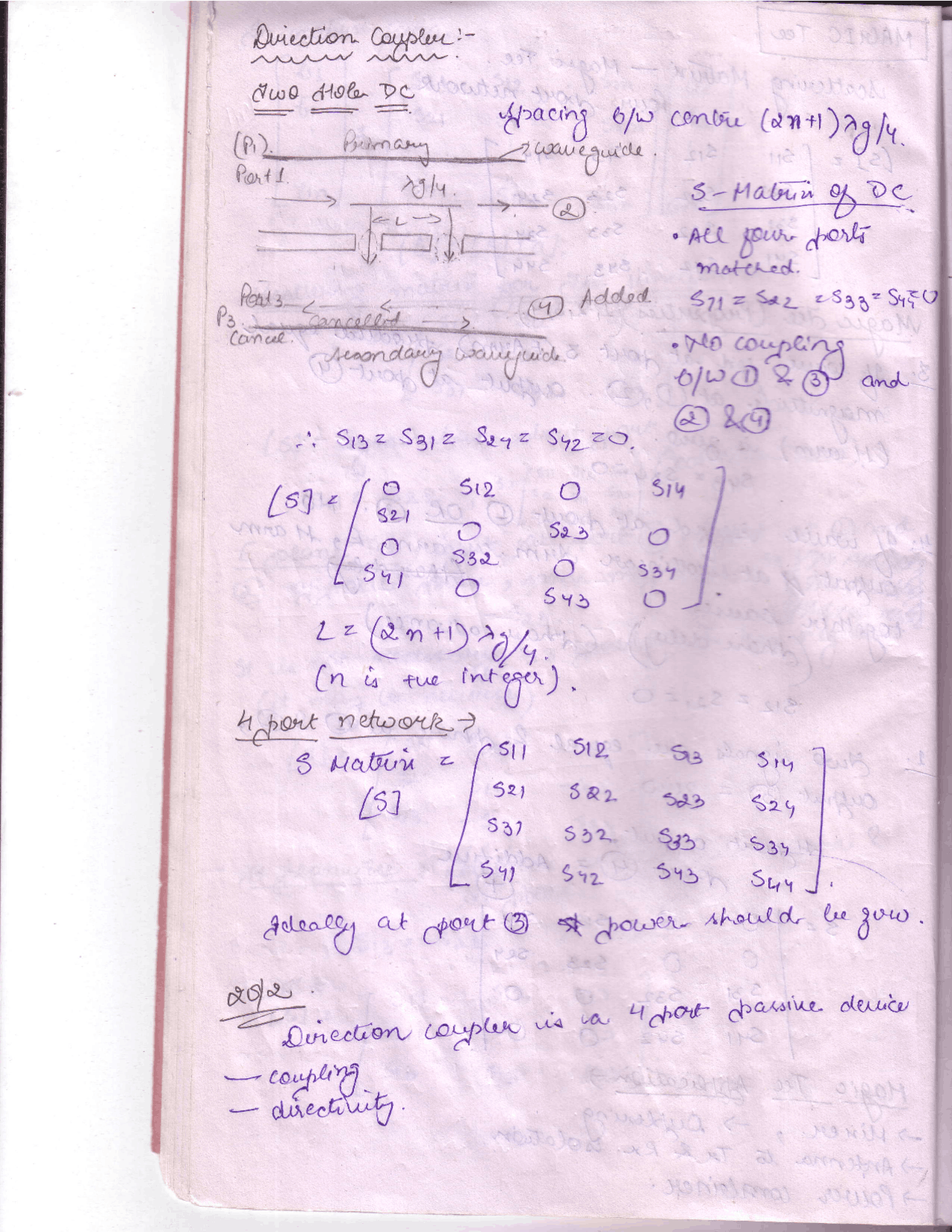 Microwave Engineering Direction Coupler Notes Docsity