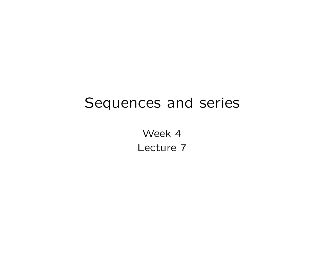 Sequence And Series Lecture Notes Mathematics Docsity