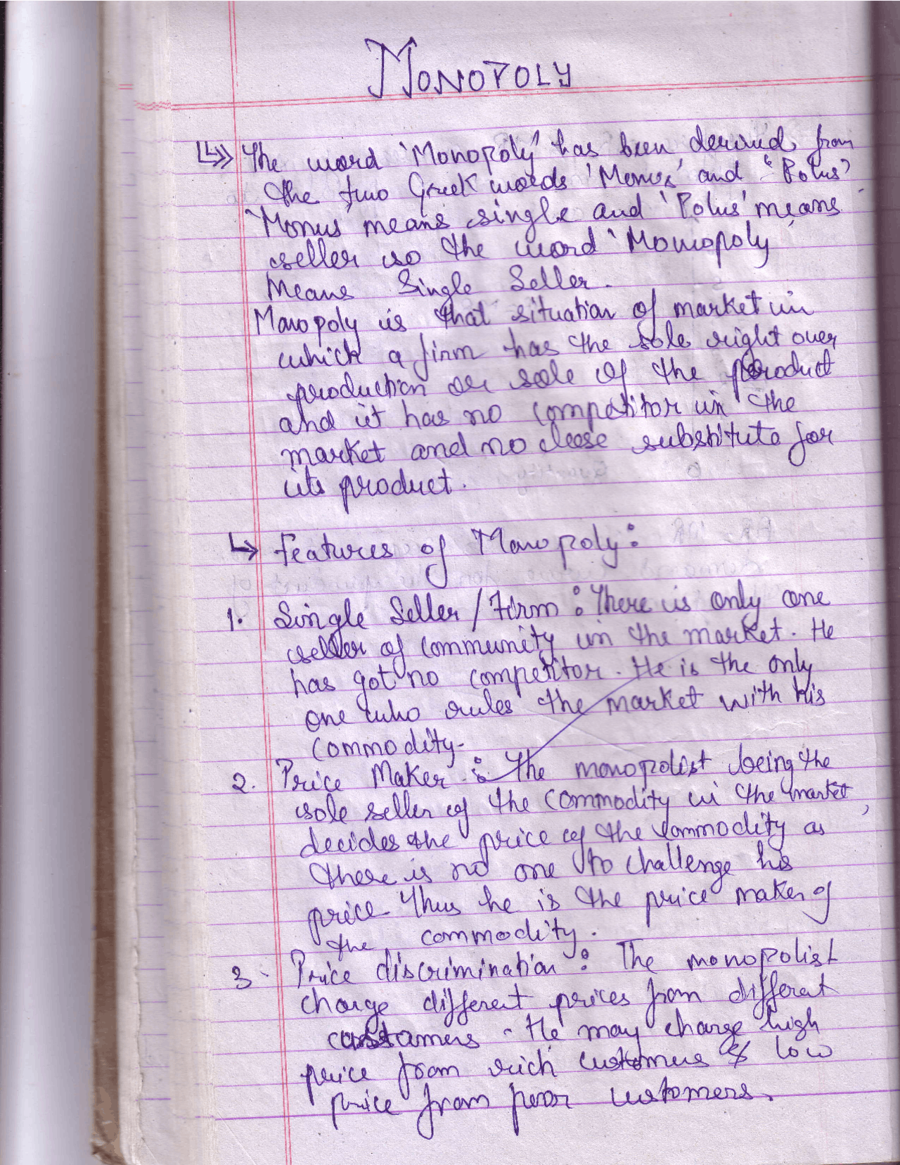 Economics - Monopoly - Notes | Study notes Economics | Docsity