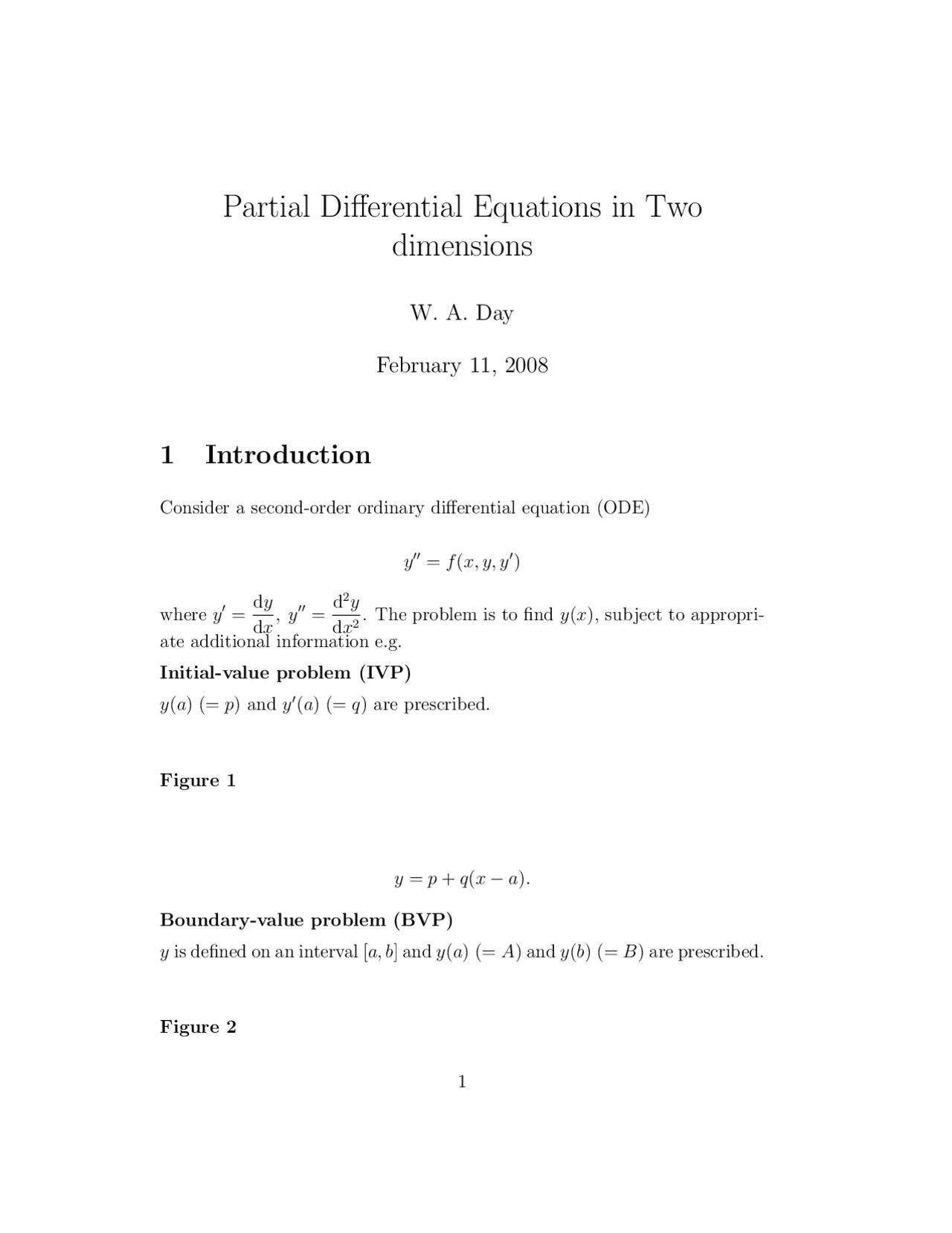 Partial Differential Equation Introduction Lecture Notes Mathematics