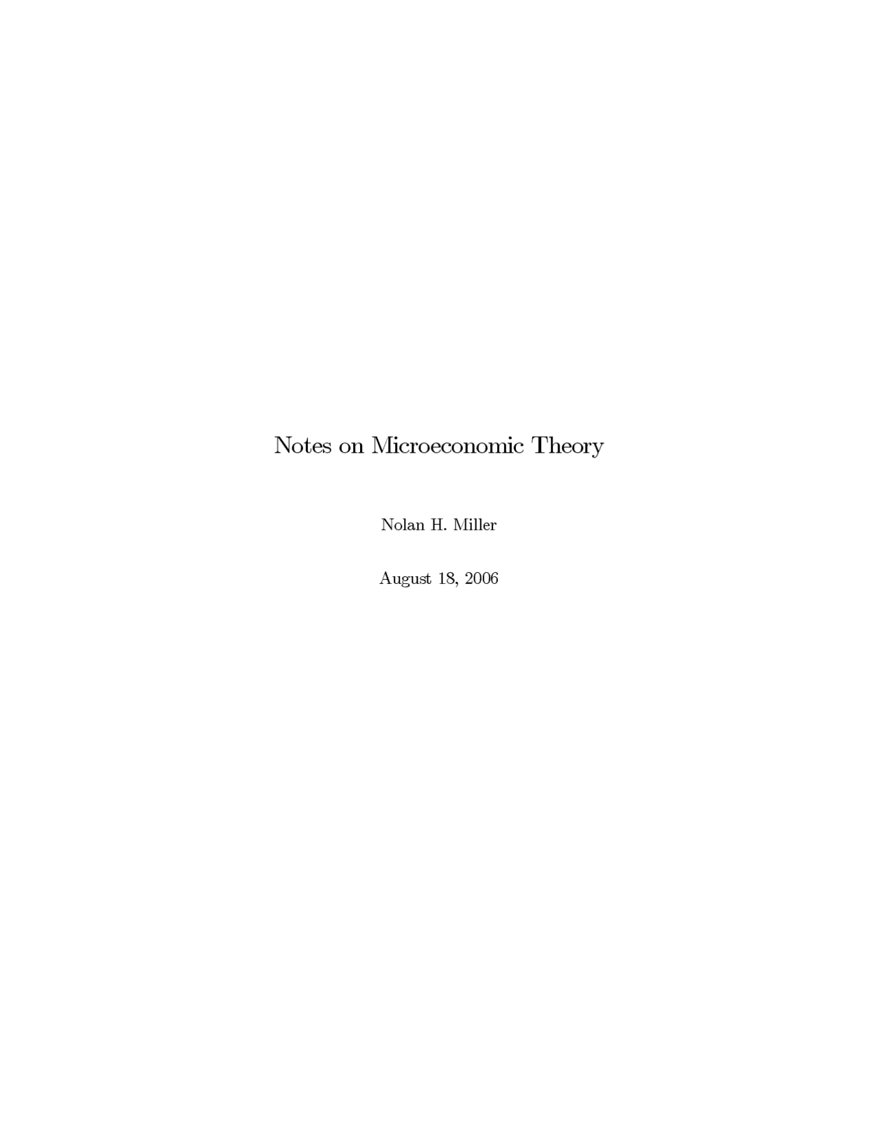 Microeconomics Theory Lecture Notes Economics 1 Docsity