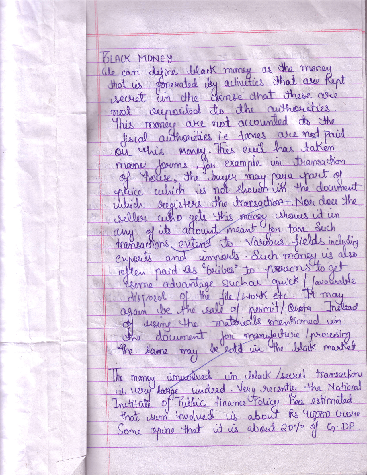 Economics - Black Money - Notes - Docsity