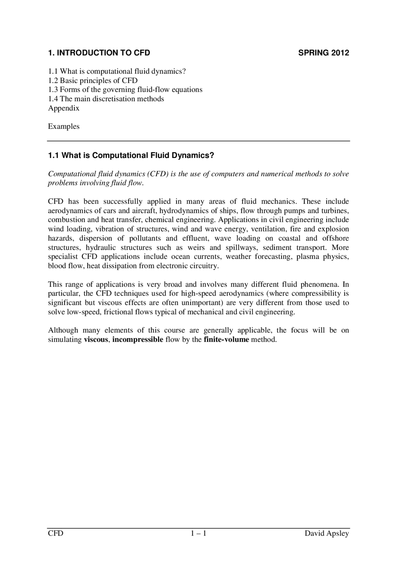 Computational Fluid Dynamics Lecture Notes Physics Study Notes
