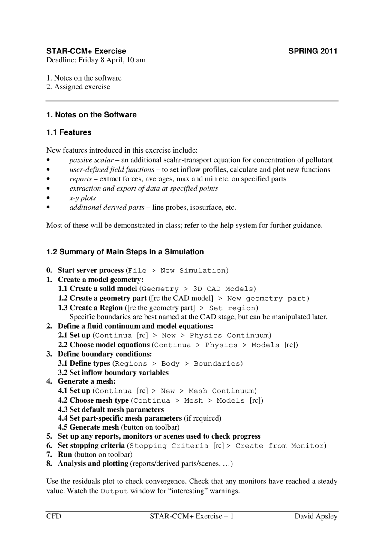Computational Hydraulics Lecture Notes Physics 4 Docsity