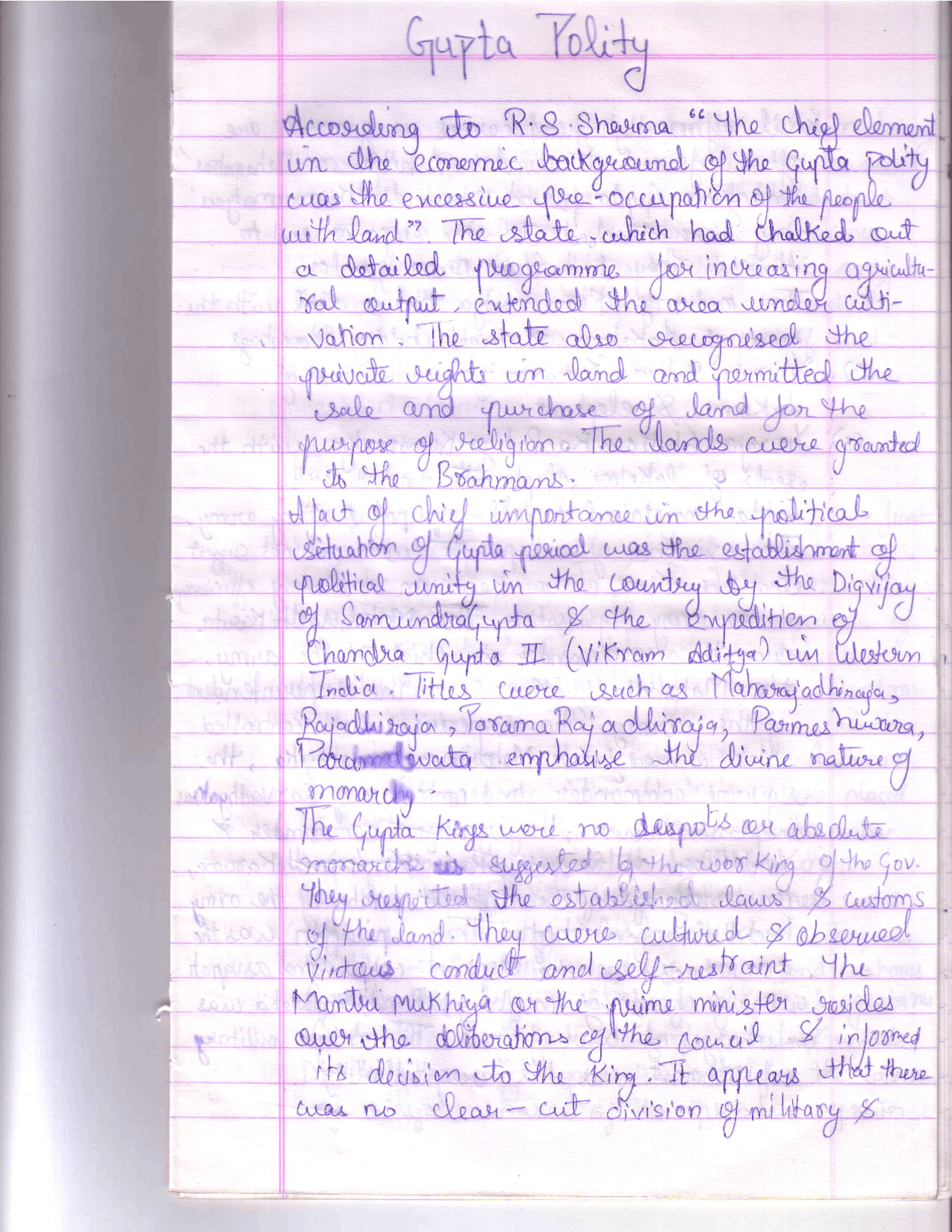 History - Gupta Polity - Notes - Reshma Umair - Docsity