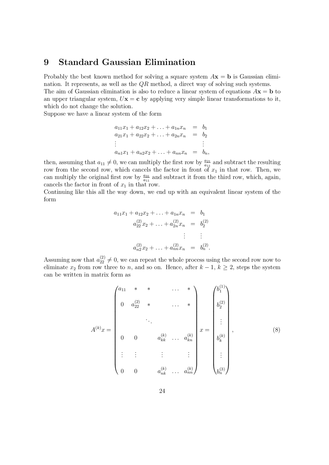 Numerical Linear Algebra Lecture Notes Mathematics 4 Docsity