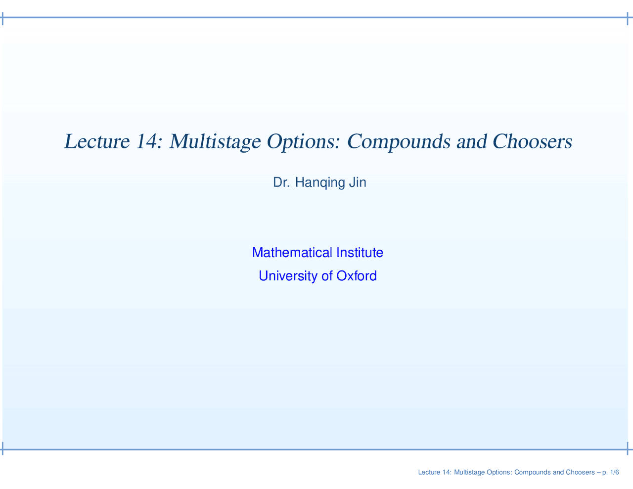 Financial Market Lecture Notes Mathematics 14 Docsity