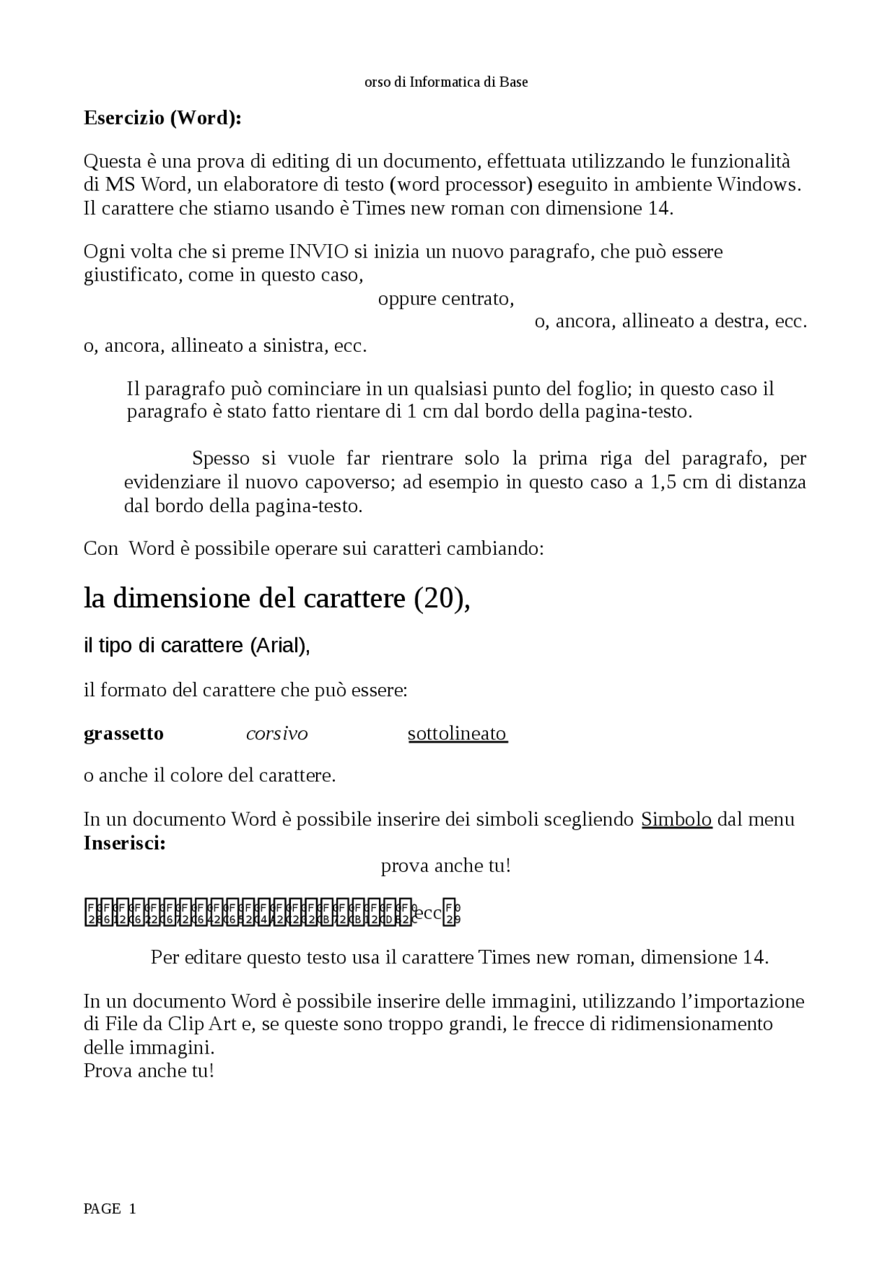 Esercitazione Di Informatica Docsity