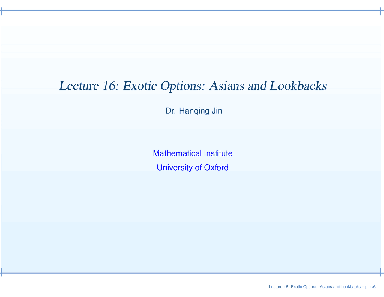 Financial Market Lecture Notes Mathematics 16 Docsity