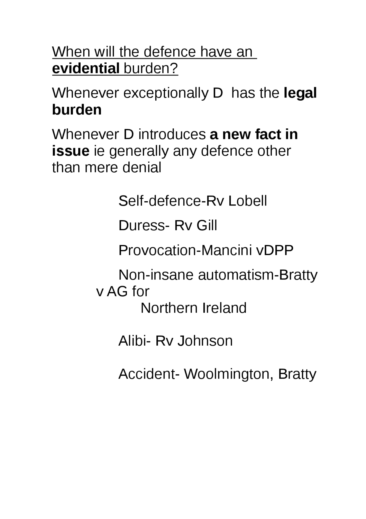 Law Of Evidence Lecture When Will The Defence Have Docsity