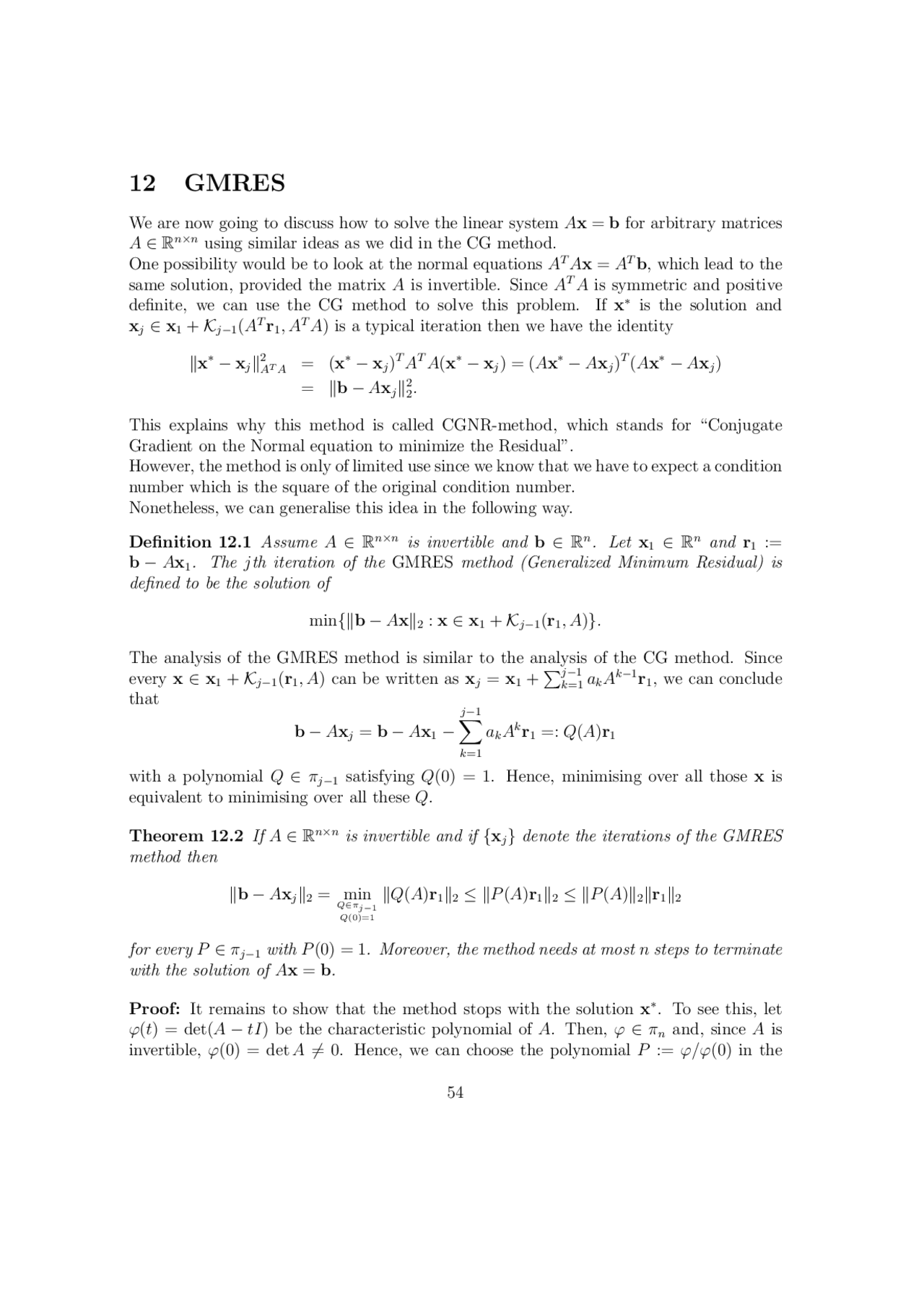 Numerical Linear Algebra Lecture Notes Mathematics 7 Docsity