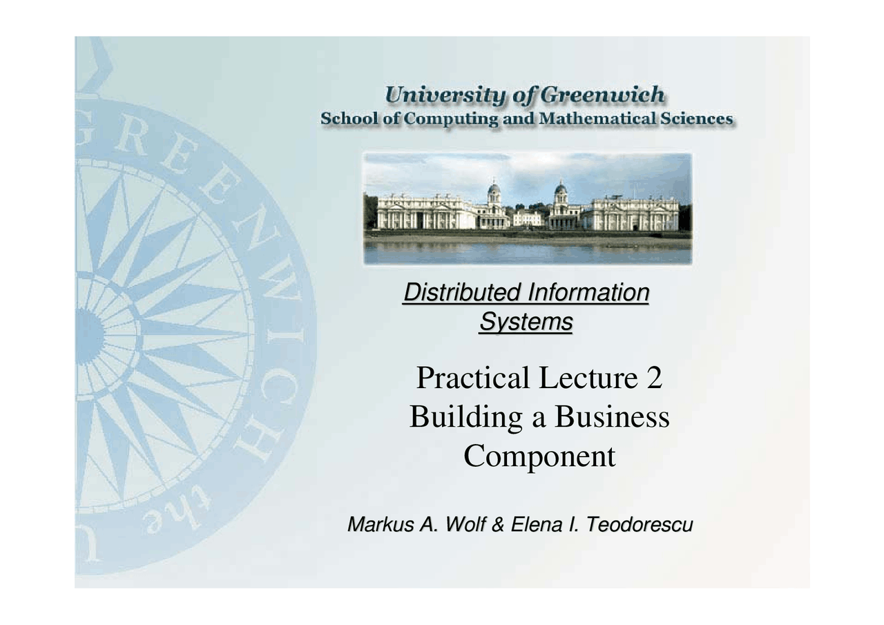 Distributed Information Systems Lecture 7 Practical Lecture2 Building