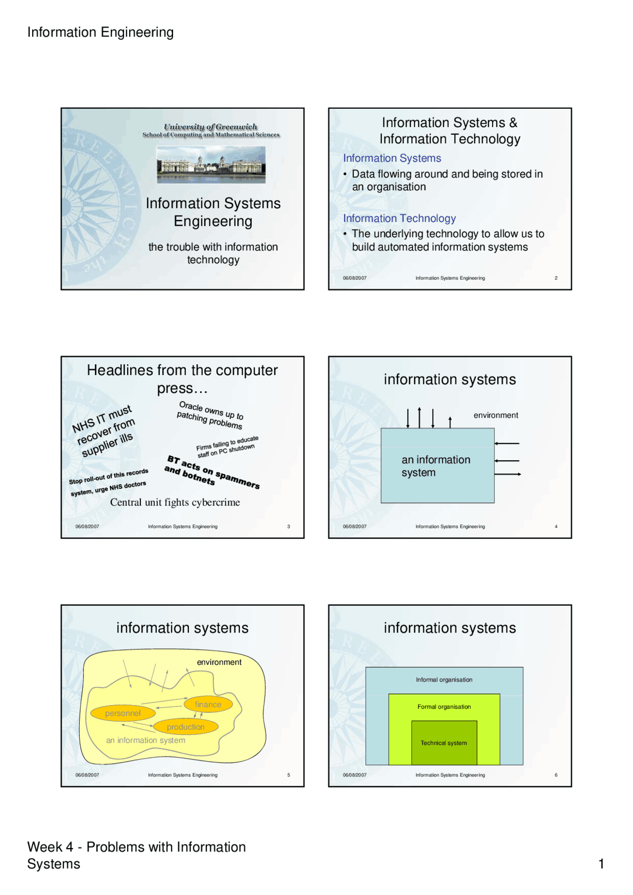 Information Systems Engieneering Lecture 3 The Trouble With