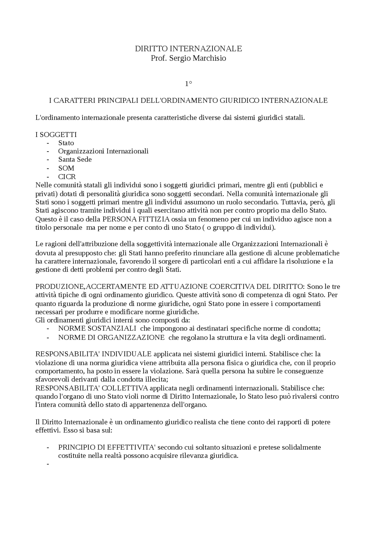Diritto Internazionale Riassunti Libro E Slide Docsity