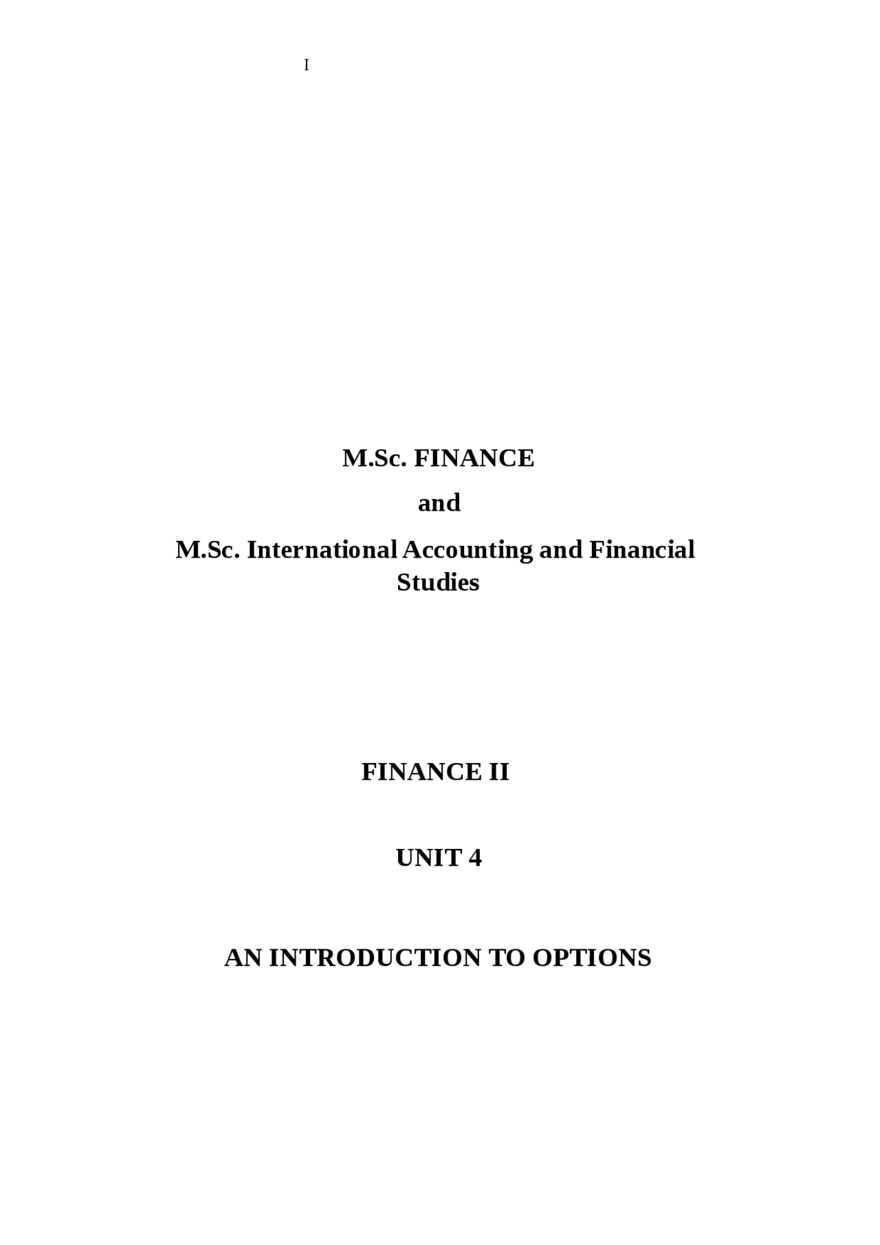 Finance - INTRODUCTION TO OPTIONS - Lecture | Lecture notes Finance ...
