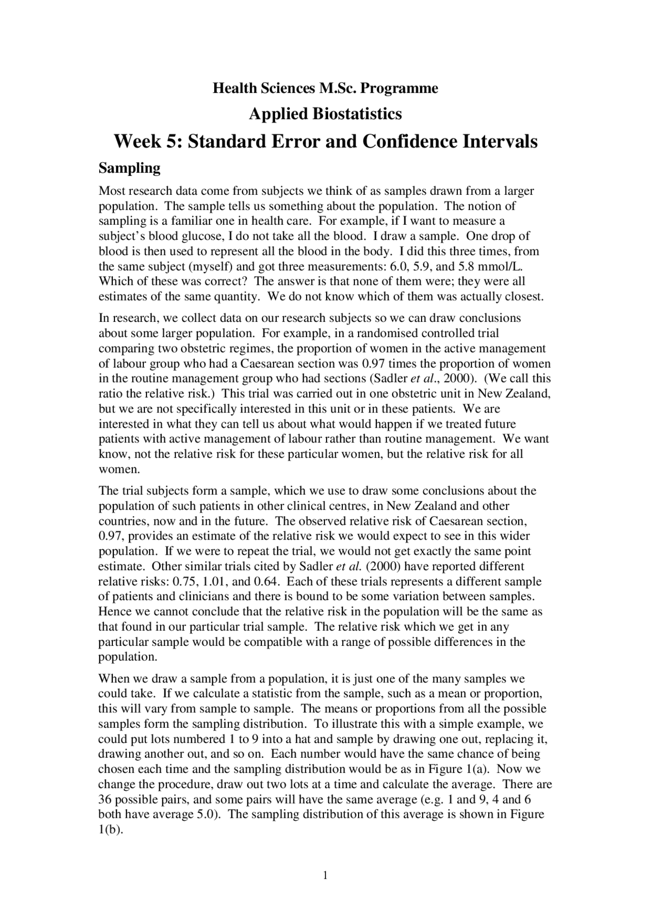 Applied Biostatistics Lecture Notes Mathematics 10 Docsity